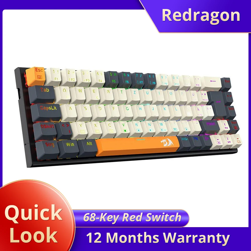 Redragon Teclado mecánico QWERTZ para Gaming, teclado con diseño alemán ...