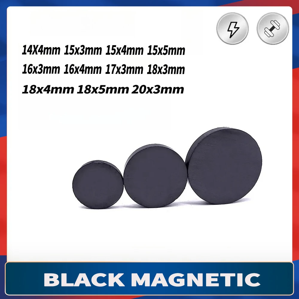 Black Round Magnets Dia 14mm 15mm 16mm 18mm Ferrite Magnet Strong ...