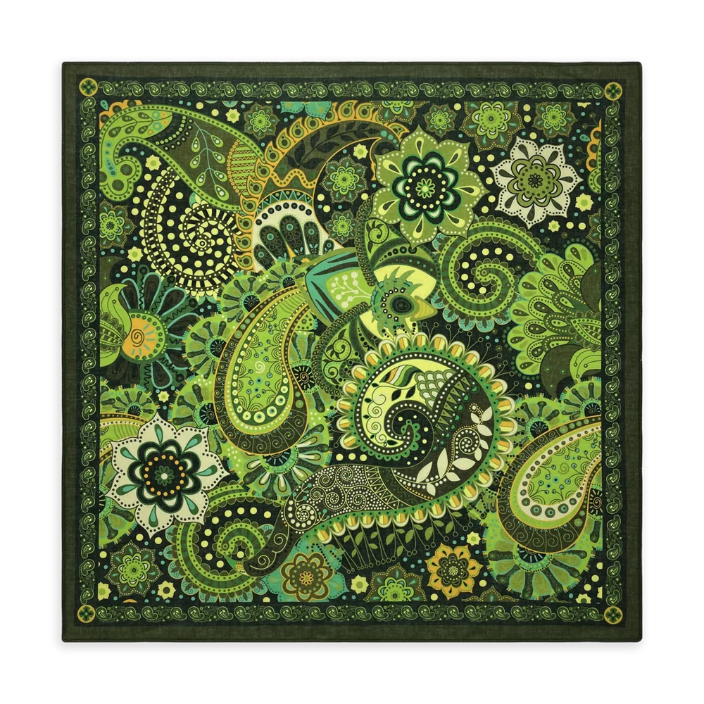 100%cotton 55cm Olive Green Court Style Paisley Bandana Kerchief Hip ...