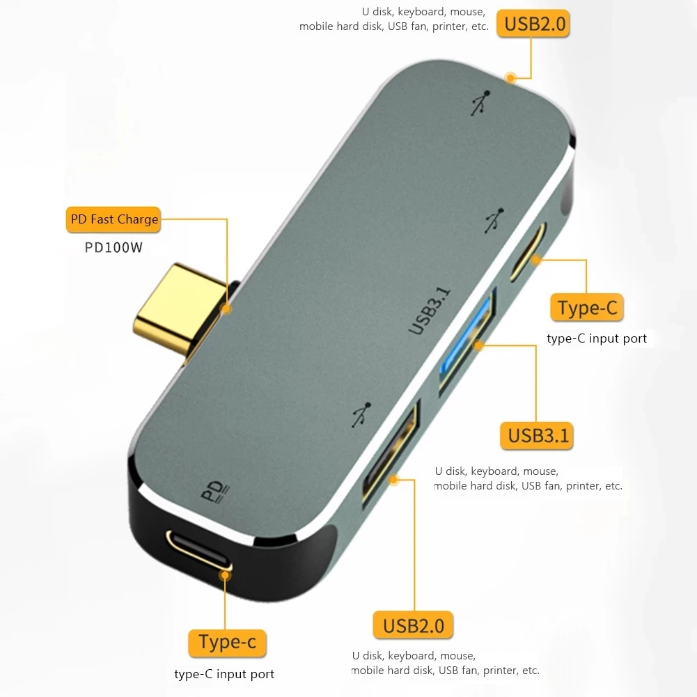 HUB,Type 3--Hub multifonction Portable 6 en 1, 2022mm, prise Jack ...