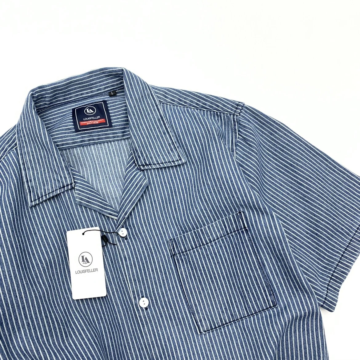 100% Cotton Amekaji American Vintage Striped Short Sleeve Shirt Men's ...