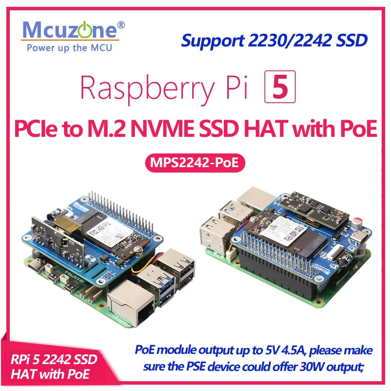 MPS2242-POE-RPi-5-PCIE-to-NVME-SSD-2242-HAT-with-POE-power-5V4-5A-power.jpg