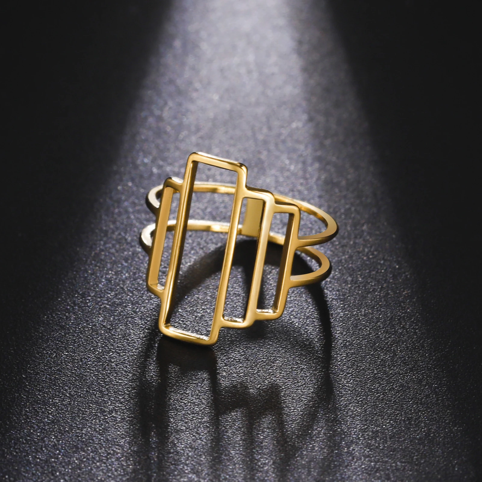 Geometric-Buildings-Ring-Stainless-Steel-Row-Rectangle-Hollow-Finger ...