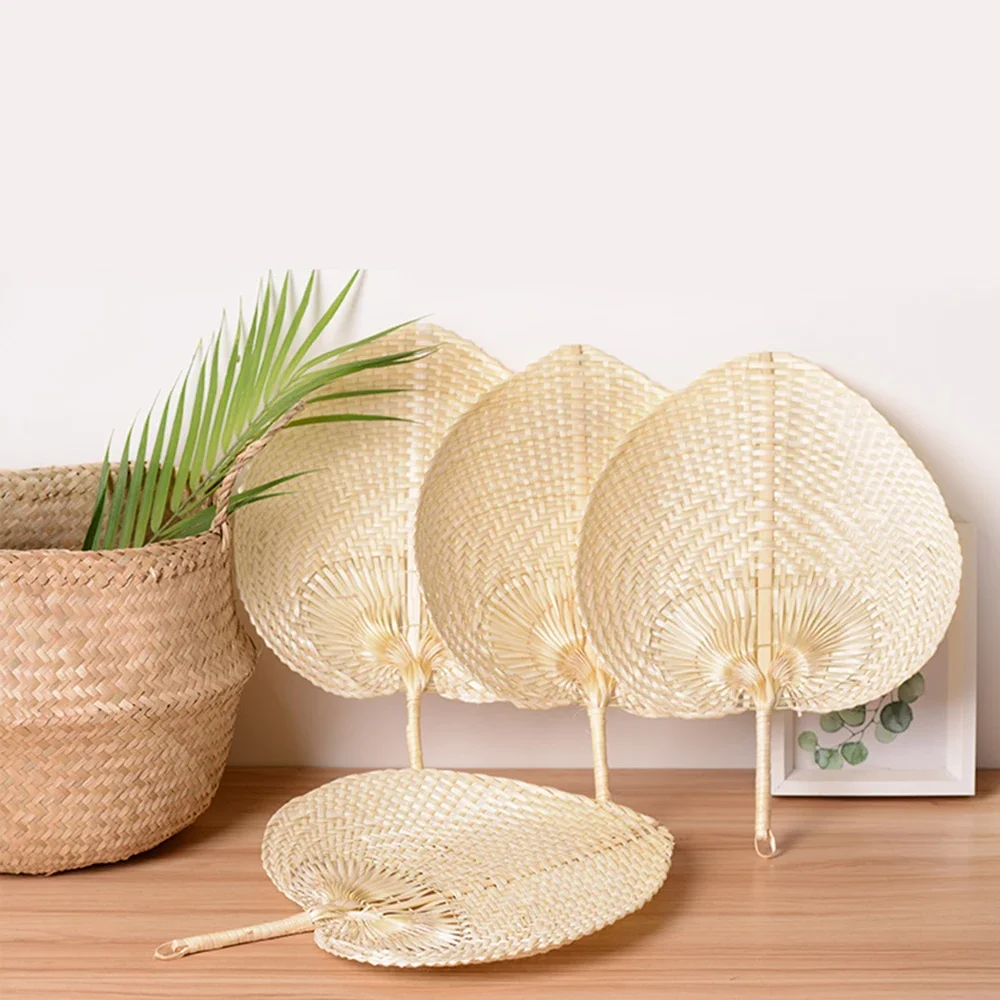 1/10Pcs Chinese Style Handmade Straw Fan Hand-woven Palm Leaf Hand ...
