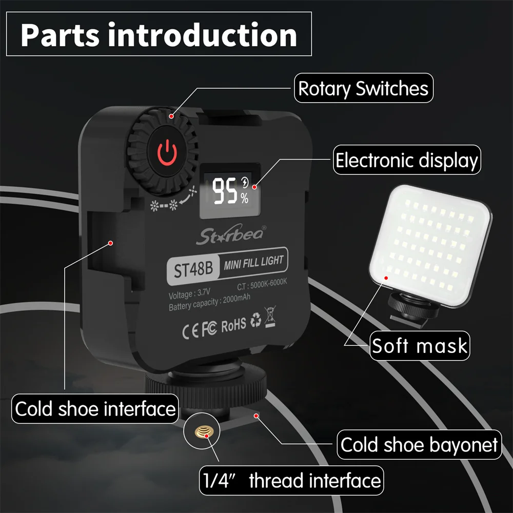 Strbea-Analyste d'éclairage vidéo pour photographie,éclairage de téléphone,trépied d'appareil ...