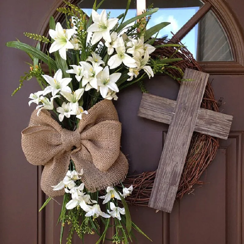 Grinalda-de-P-scoa-com-cruz-guirlanda-de-fazenda-grinaldas-florais-para ...