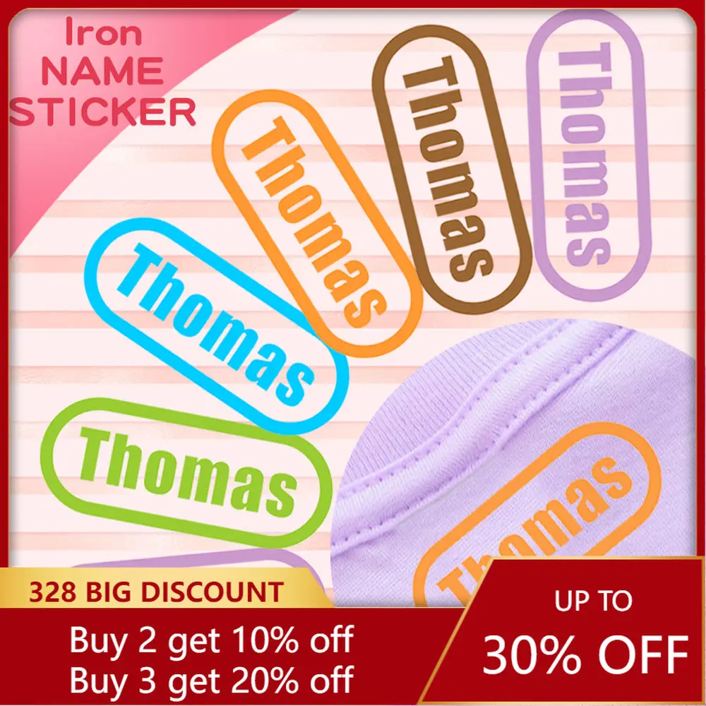 Custom Name Labels Clothes Heat Transfer | Personalized Sticker Ironing ...