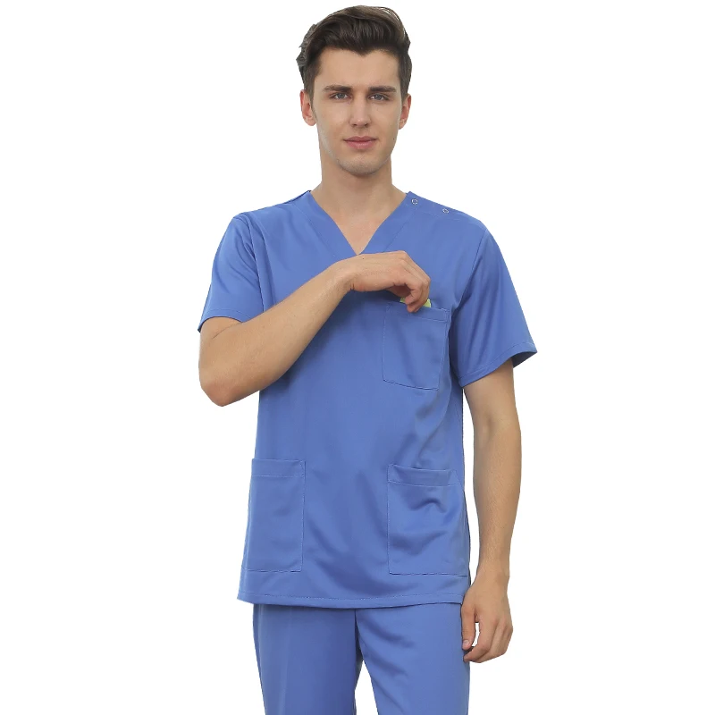 Silky-Scrub-Set-Nurse-Medical-Uniforms-Women-Men-Dental-Nurse-Workwear ...