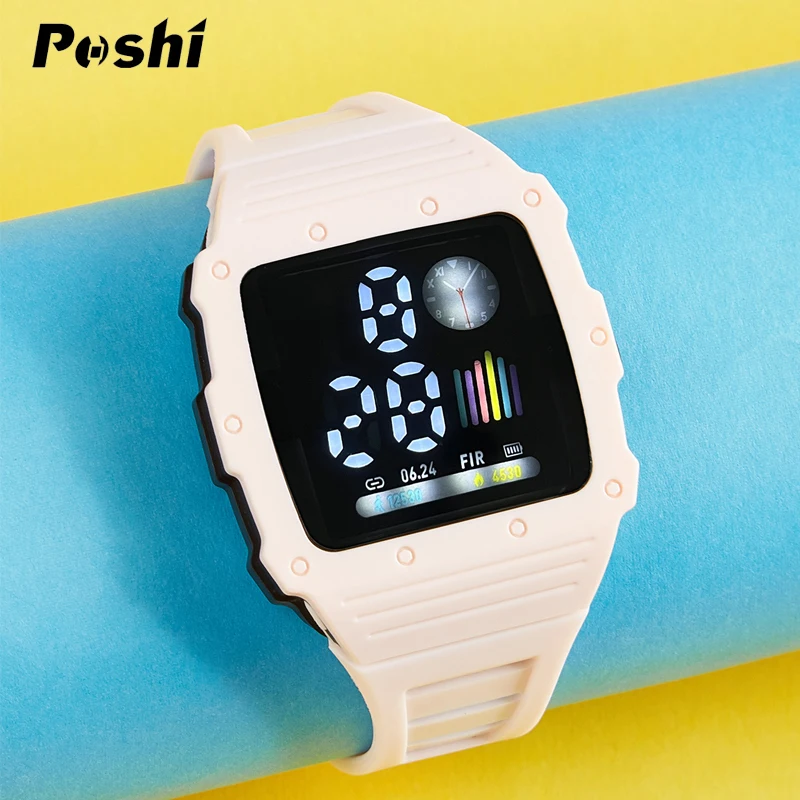 POSHI Electronic Watch Novo Estilo Led Light Digital Relógio de Pulso ...