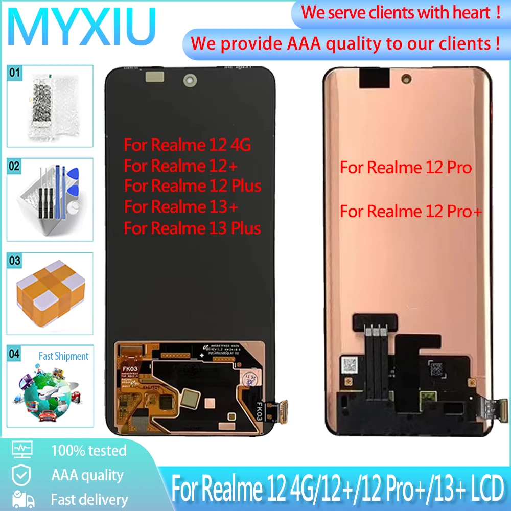 Original AMOLED For Realme 12 4G/12+/12 PRO/13+/12 PRO+ LCD Screen ...