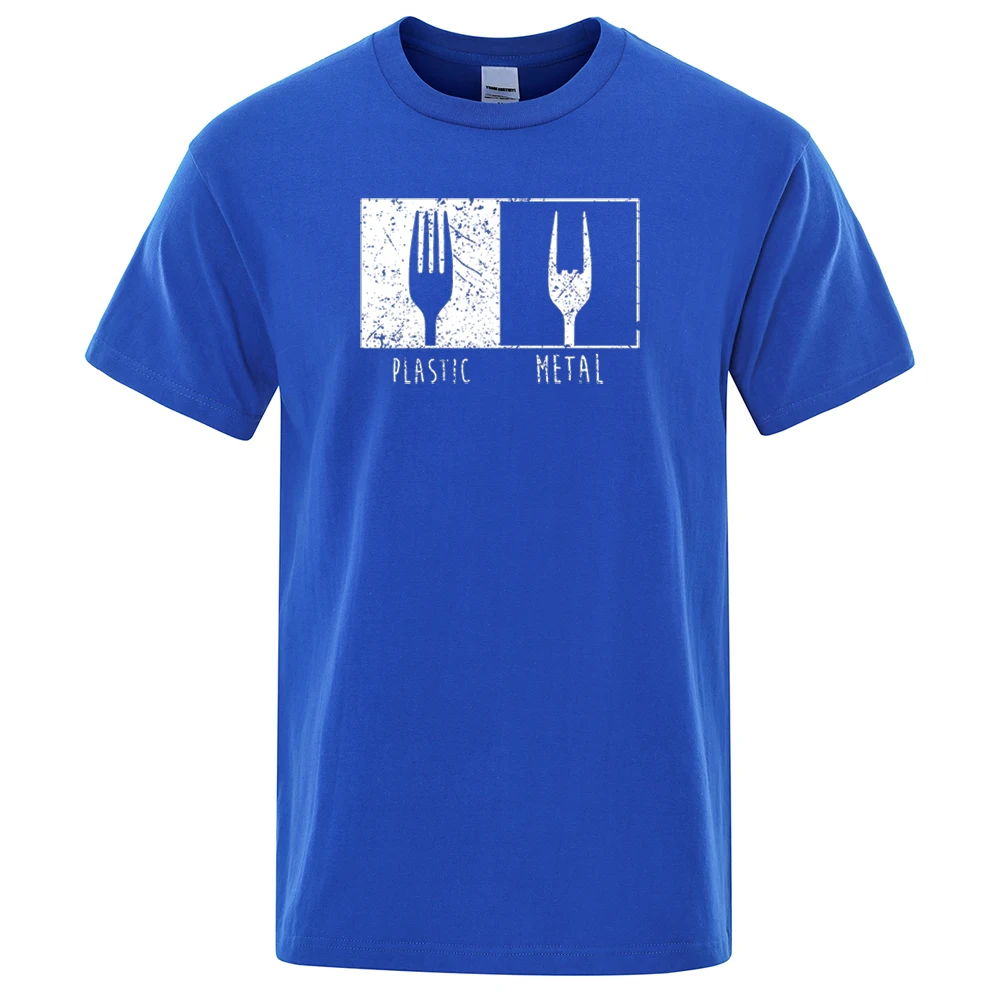 Everyday Objects Pattern Metal Plastic Fork T Shirt Men Loose Oversized ...