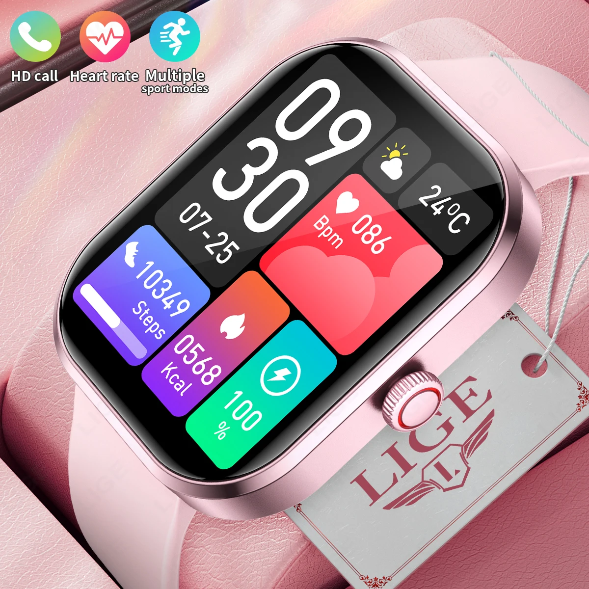 LIGE Smart Watches Ladies Bluetooth Call Sport Bracelet for Android IOS ...
