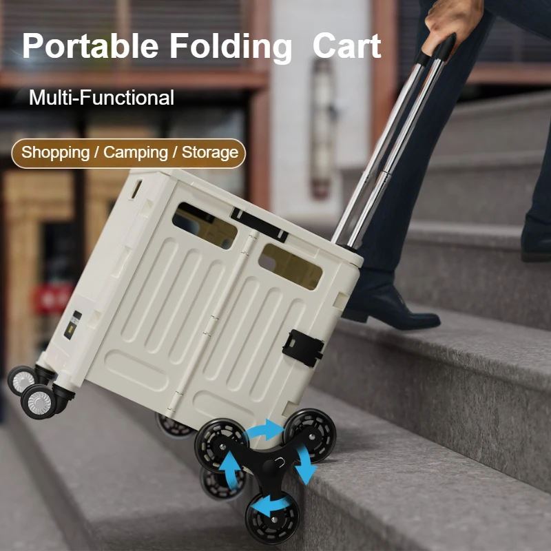 Portable Folding Cart Pulling Push Camping Pull Cart Mobile Trolley ...