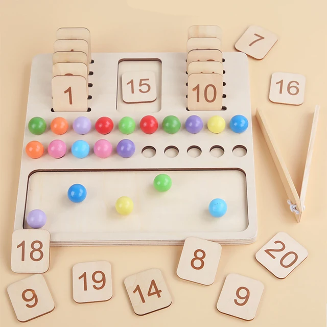 Children Learning Math Toy Clip Bead Number Calculation Counting Board ...