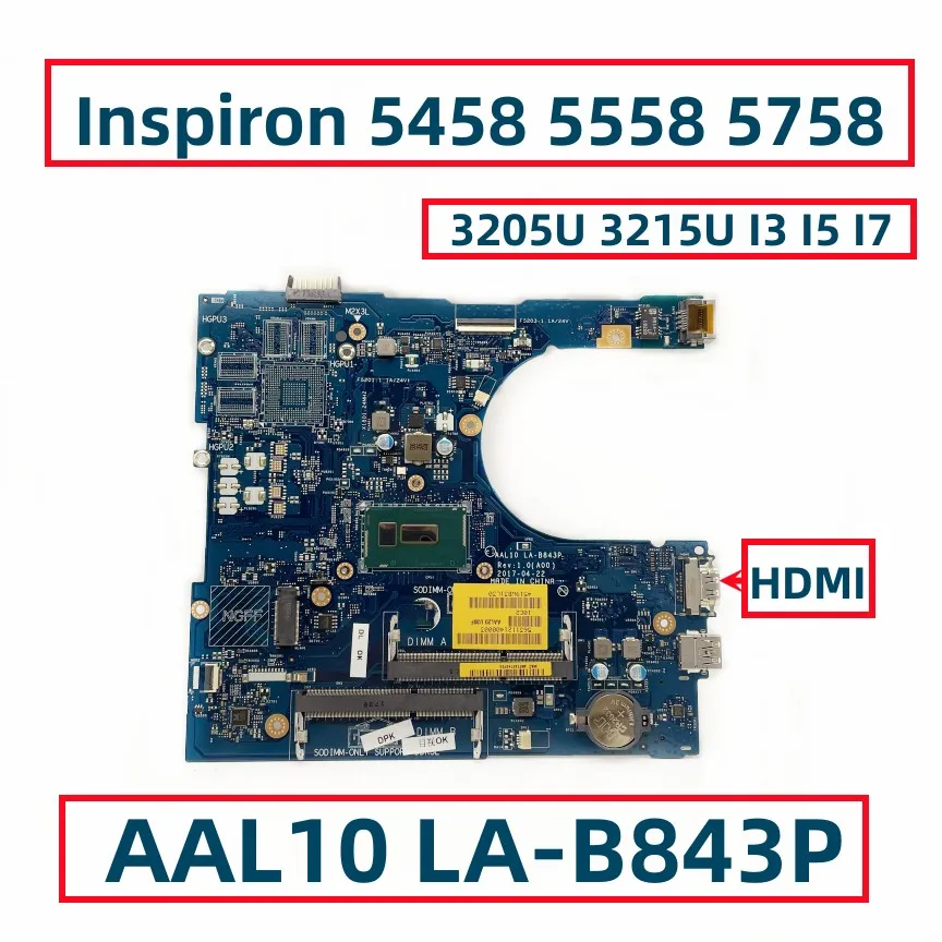 AAL10 LA-B843P For Dell Inspiron 3458 3558 5458 5558 5758 Laotop ...