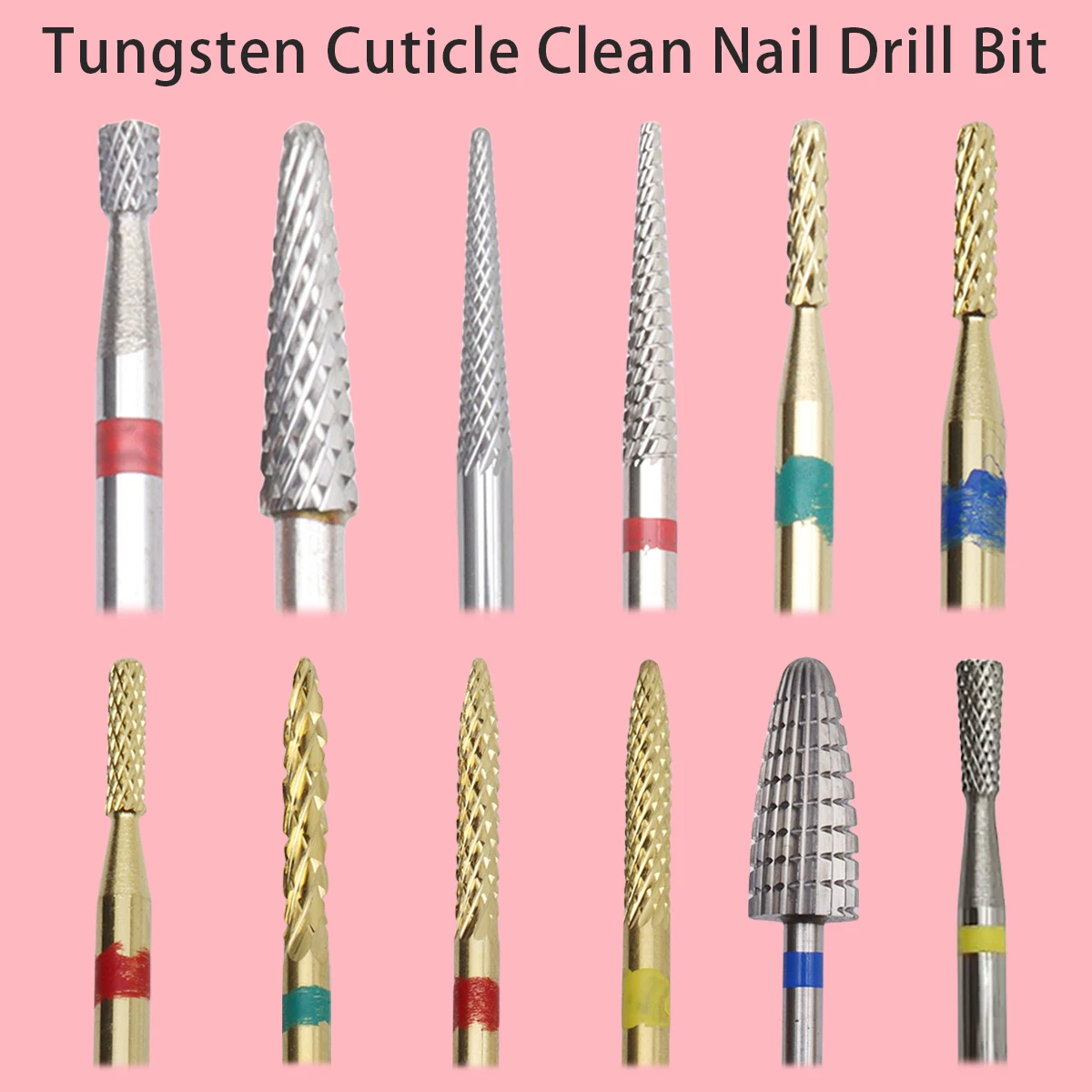 Pro-Silver-Gold-Tungsten-Carbide-Bur-Nail-Drill-Bit-Cutter-Nail-Files ...