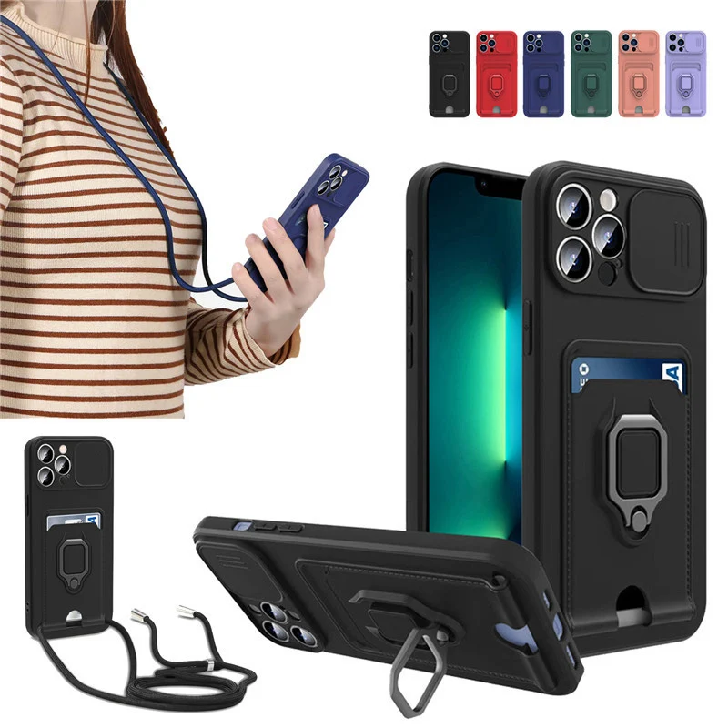 Soft Silicone Lanyard Cord Strap Phone Case For Iphone 16 15 14 12 11 ...