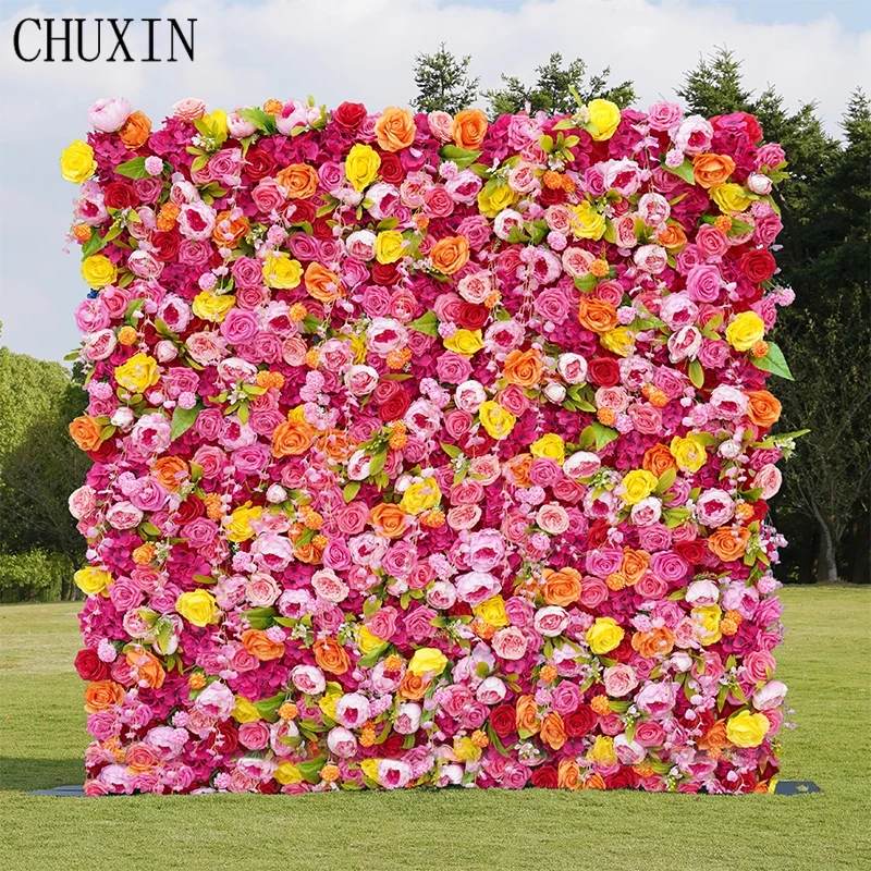 5D-Orange-Red-Rose-Peony-Wisteria-Roll-Up-Cloth-Flower-Wall-Table ...