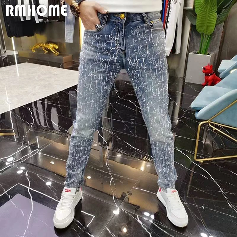 Mens Jeans Rhinestones Back Pockets | Men Jeans Rhinestones Side ...