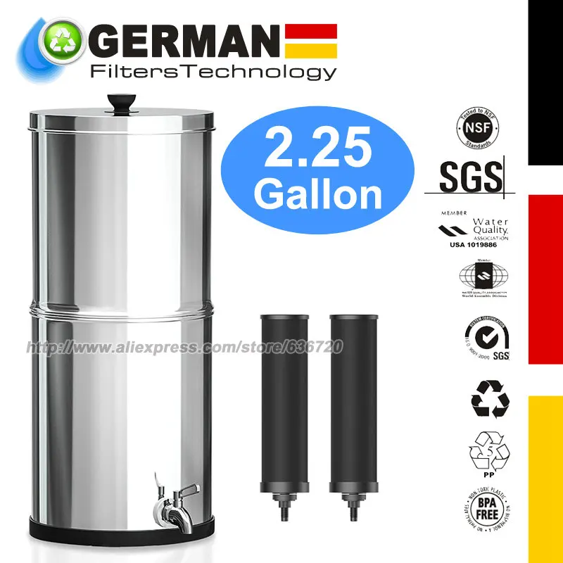 Gravity-Fed-Water-Filter-with-2-Black-Water-Filter-Elements-Provides ...
