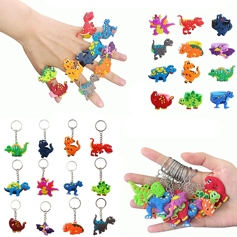12pcs-Cartoon-Dinosaur-Soft-PVC-Rubber-Rings-Kids-Birthday-Party ...