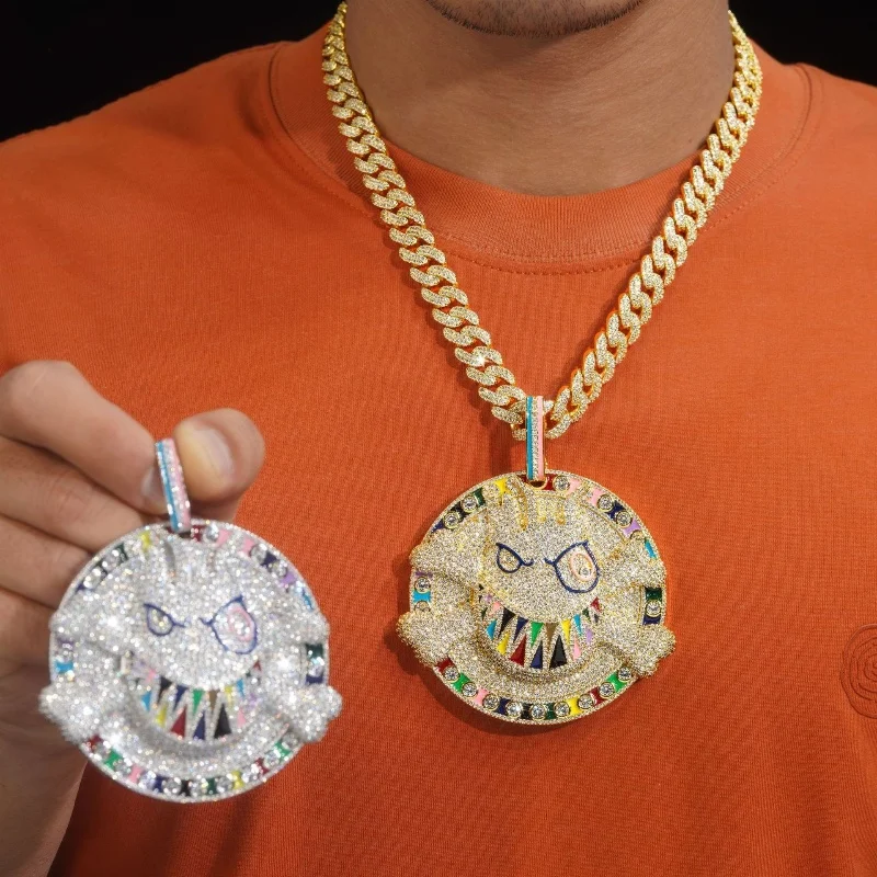 Iced-Out-Demon-Pendant-Necklaces-for-Men-Women-Bling-Zircon-with-Free ...