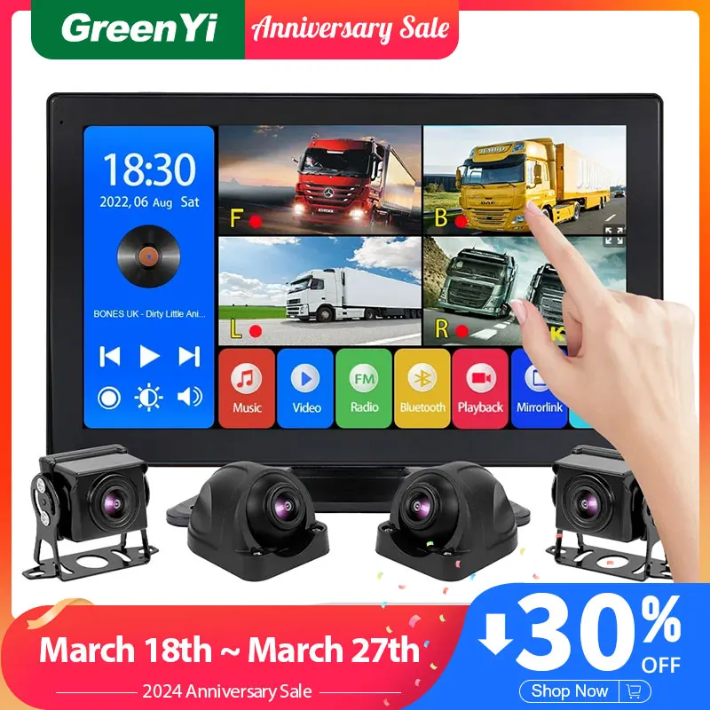 GreenYi-10-AHD-Monitor-4CH-Recording-DVR-IPS-Touch-Screen-1080P-Car ...