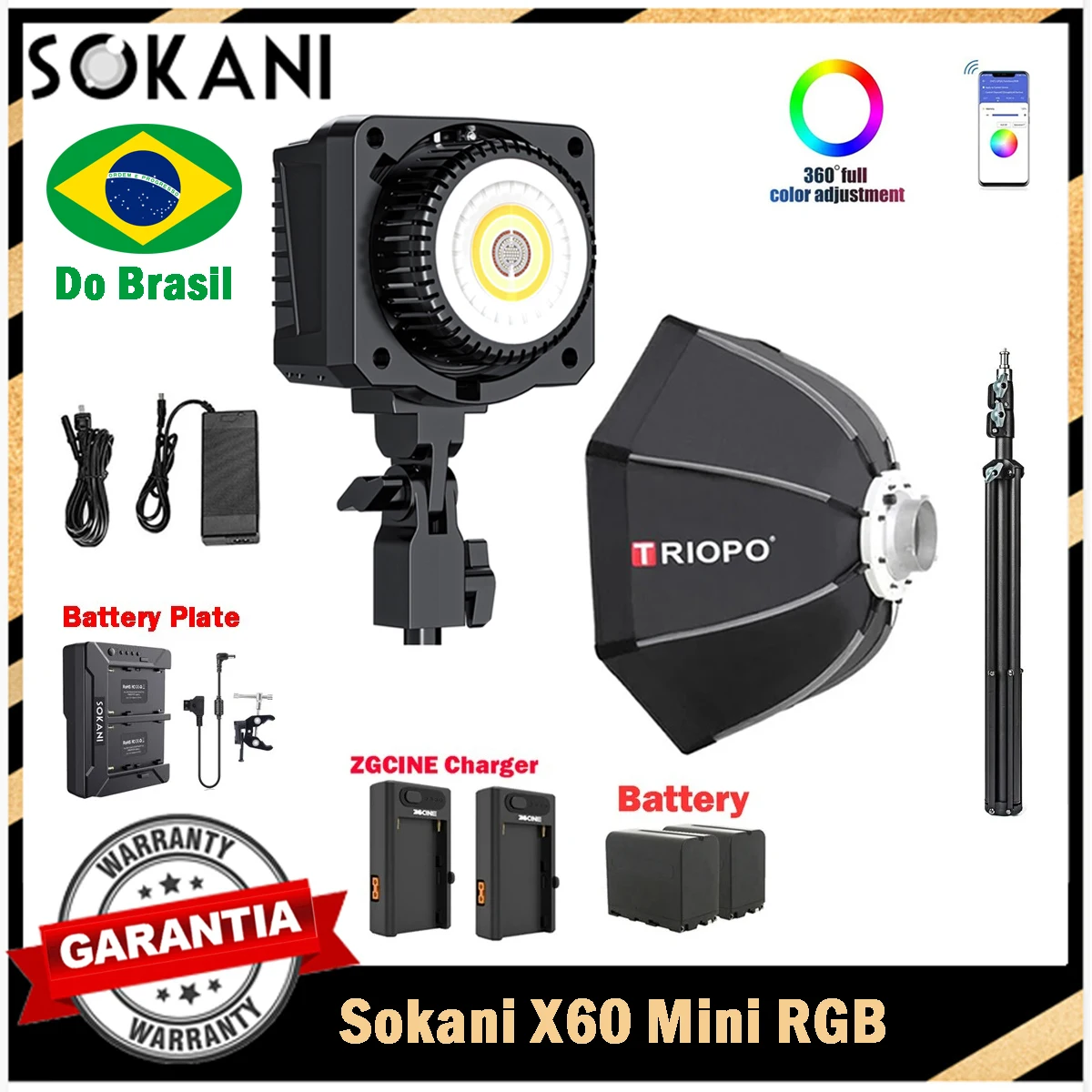 【DO BRASIL】Sokani X60 Mini Luz de Vídeo LED, Montagem Bowens Sem Fio ...