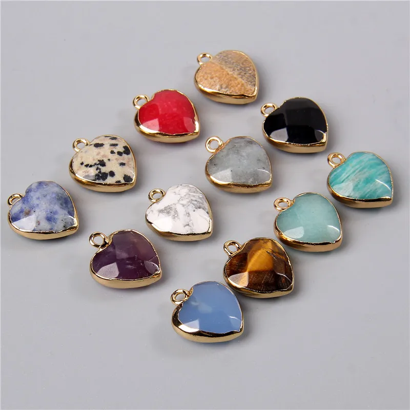 Natural-Stone-Heart-Shape-Pingentes-Olho-de-Tigre-Labradorite-DIY ...