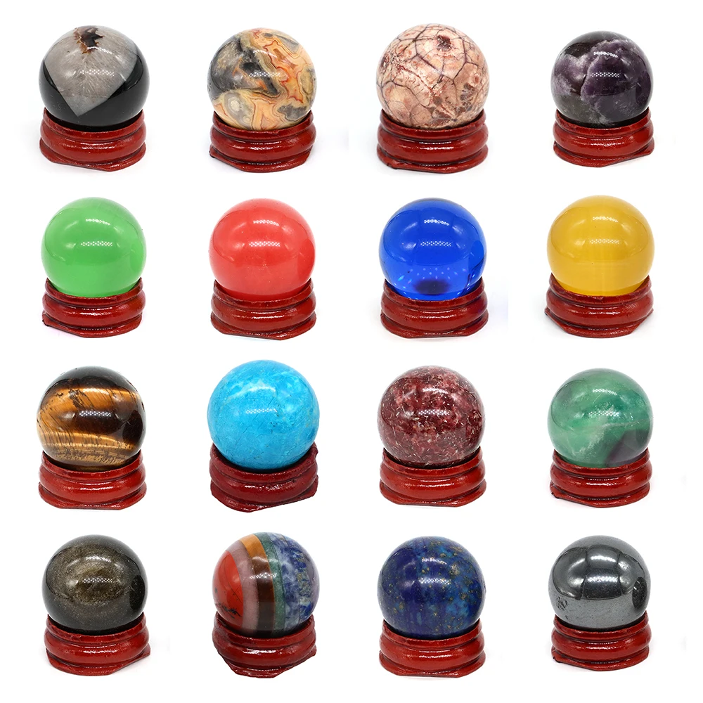 30mm Natural Crystal Round Ball Globe Reiki Healing Fengshui Wicca ...