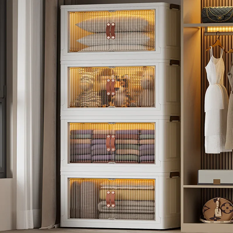 Folding-Portable-Storage-Cabinet-Bins-Stackable-Organizer-Box-with ...