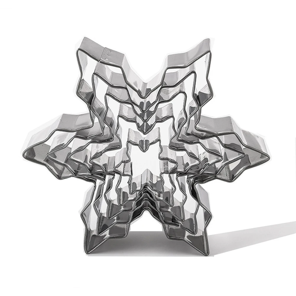 5pcs Stainless Steel Christmas Snowflake Cookie Cutters Baking Mold For ...