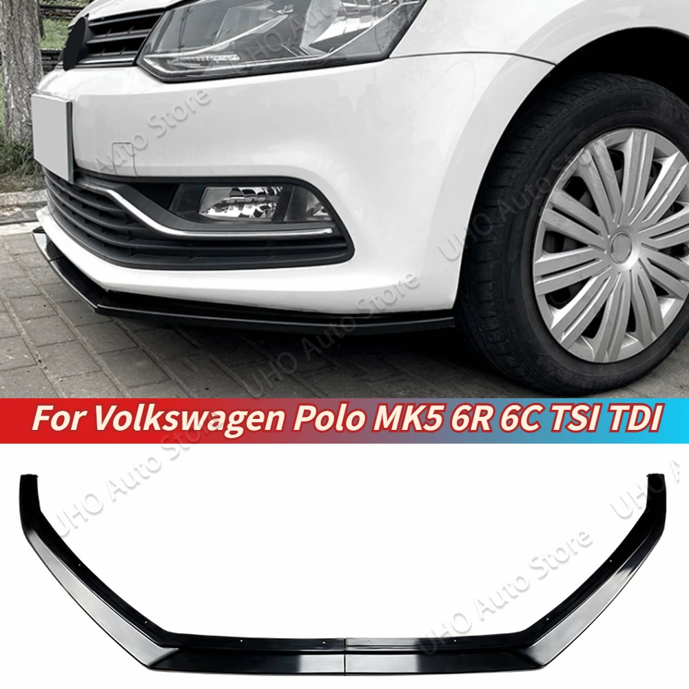 Black-Car-Front-Bumper-Lip-For-Volkswagen-Polo-MK5-Polo-6R-6C-TSI-TDI ...