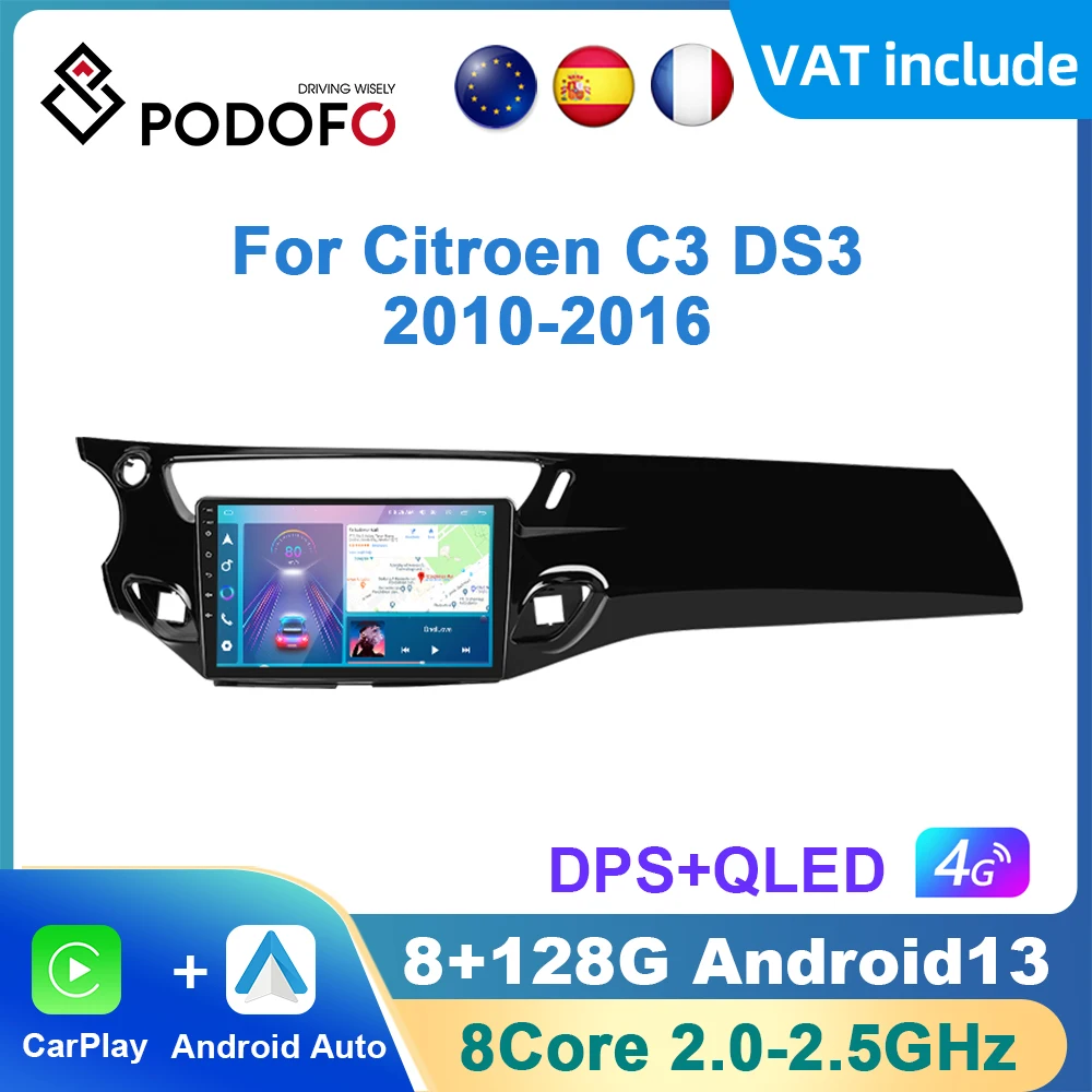 Podofo-AI-Voice-Android-Carplay-Car-Radio-For-Citroen-C3-DS3-2010-2016 ...