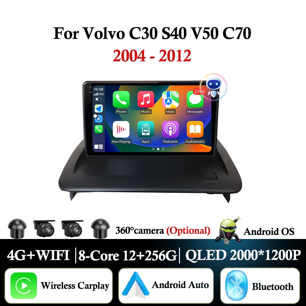 9" Android Auto For Volvo C30 S40 V50 C70 2004 - 2012 Car Radio ...