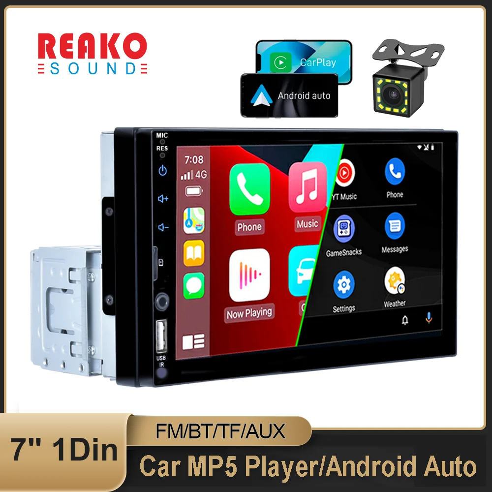 REAKO Car radio 1 Din Universal Car Multimedia Player Car Stereo ...