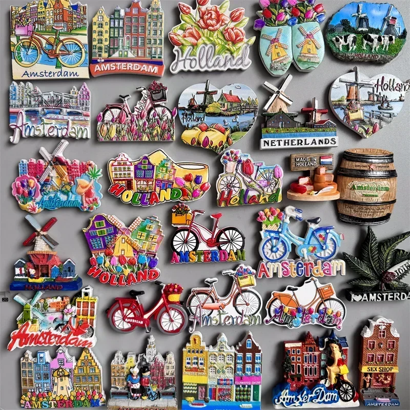 Amsterdam Netherlands Fridge Magnets Tourist Souvenir Holland Windmill ...