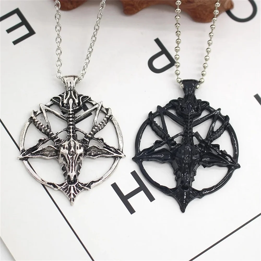 Steampunk-Invertido-Pentagrama-Estrela-Deus-Cabra-Cabe-a-Colar-de ...