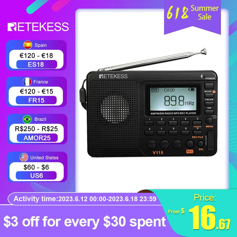 Retekess Portable Radio | Radio Fm Rechargeable | Retekess V 115 Radio ...