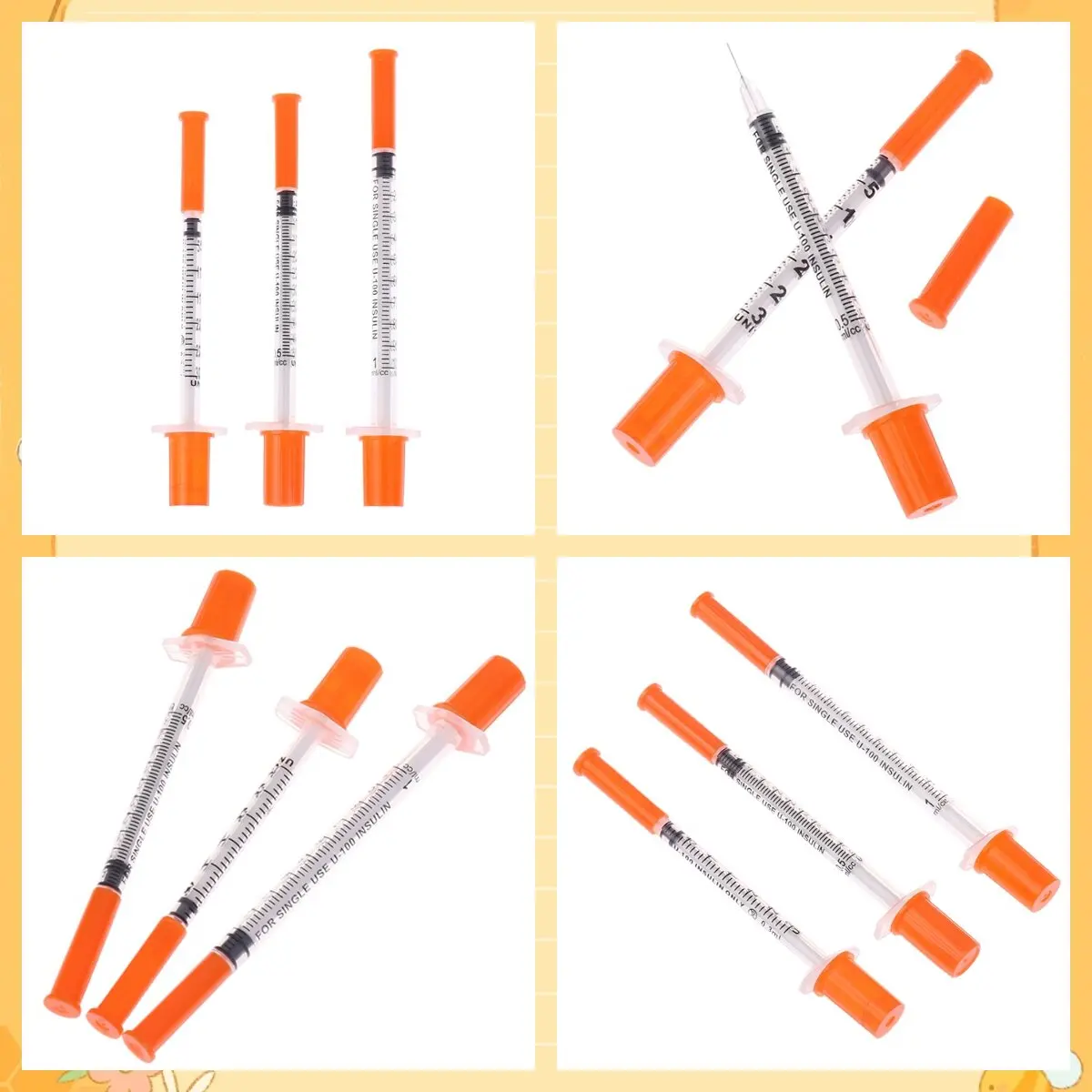 5Pcs 1ml Disposable Veterinary Syringe Plastic Sterile Syringe Orange ...