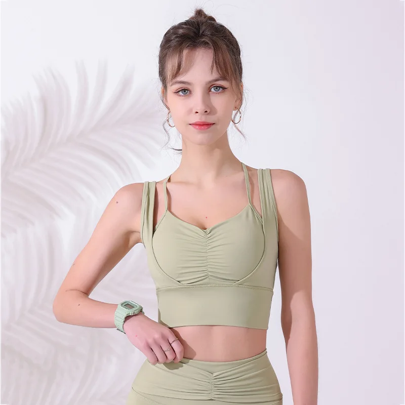 Women-Yoga-Bras-High-Impact-Sport-Bra-Shockproof-Fitness-Underwear-Pleated-Running-Tank-Tops ...