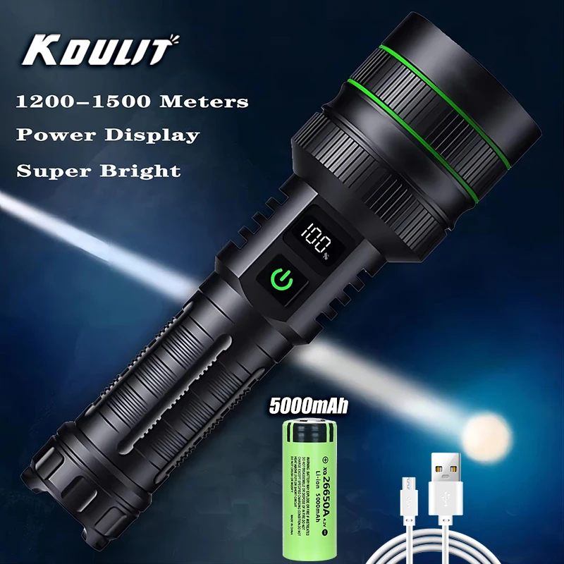 KDULIT-Most-Powerful-Long-Shot-LED-Flashlight-Tactical-Zoom-Torch-Built ...