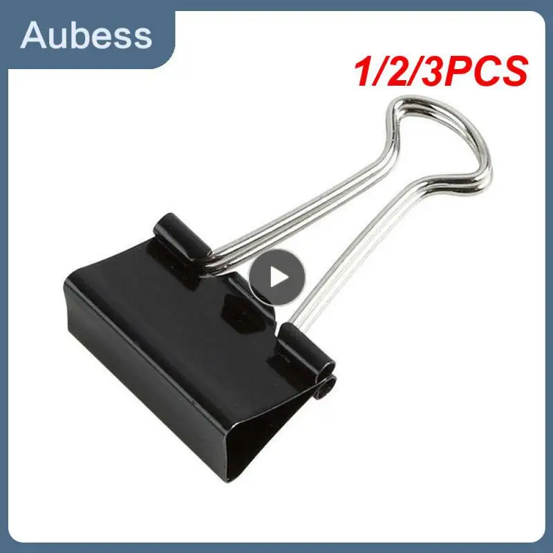 1-2-3PCS-Paper-Clip-Black-Metal-Binder-Clips-File-Binder-Clips-Office ...