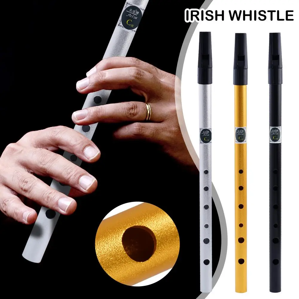 6-Hole-Flute-C-D-Key-Metal-Flute-Instrument-Irish-Whistle-Ireland-Tin ...