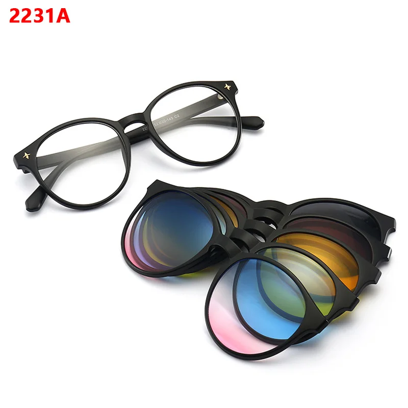 6-In-1-Polarized-Sunglasses-Men-Women-Magnetic-Clip-On-Glasses-TR90 ...