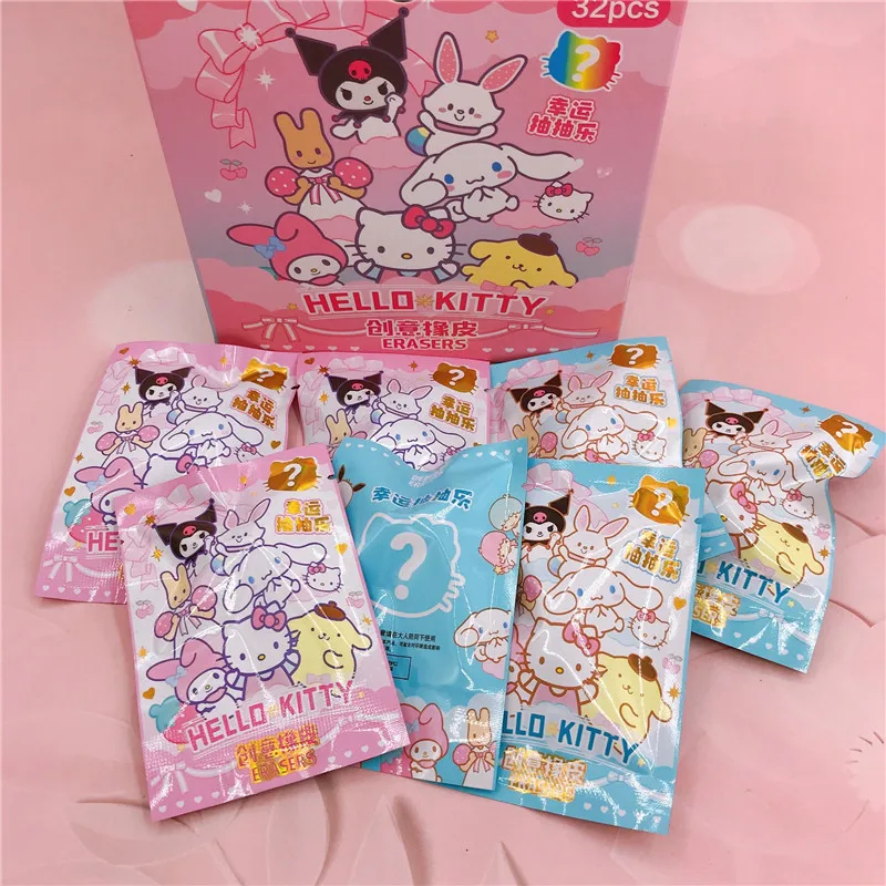 Sanrio Cartoon Random 1bag Eraser Student School Supplies Anime Figures ...