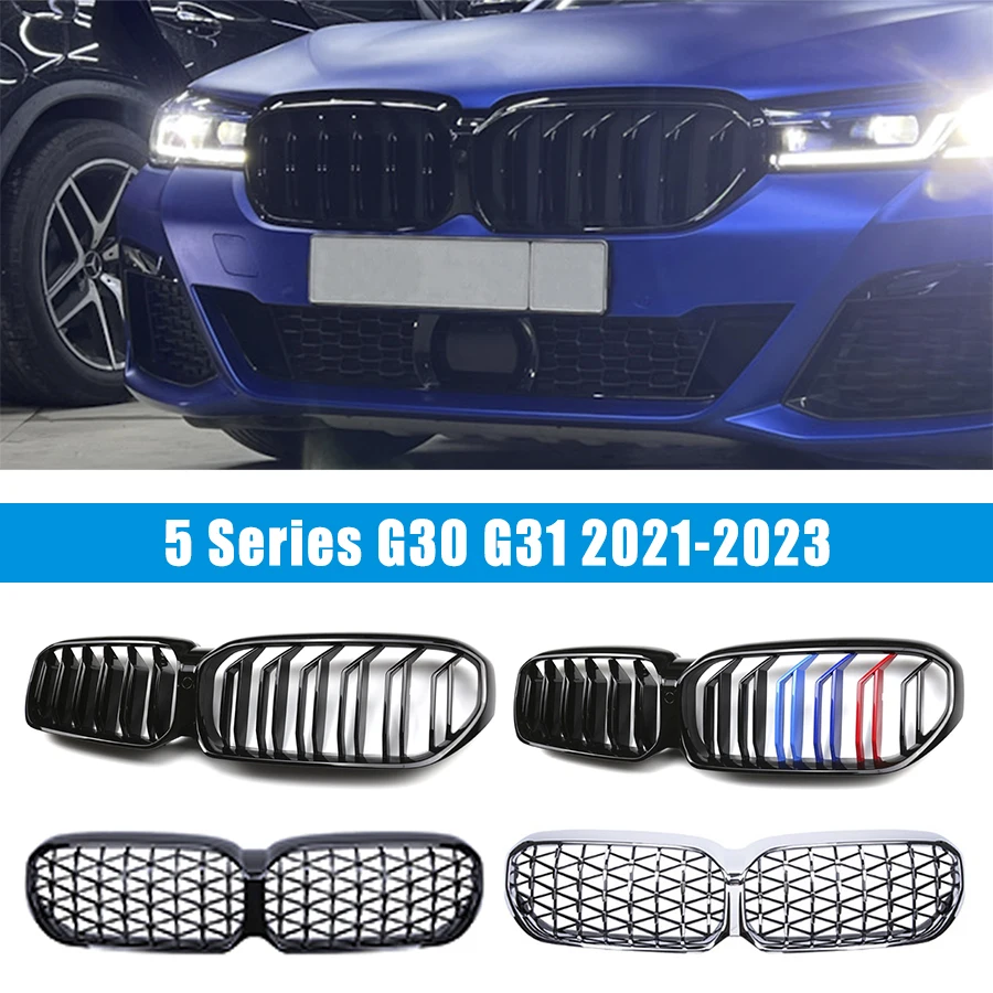 Front Auto Kidney Grills Grille Sports Gloss Black for BMW 5 Series G30 ...