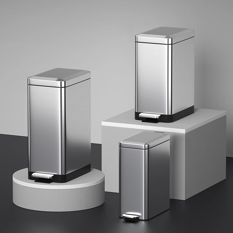 6/10L Stainless Steel Step Trash Can with Silent Gentle Lid Close for ...