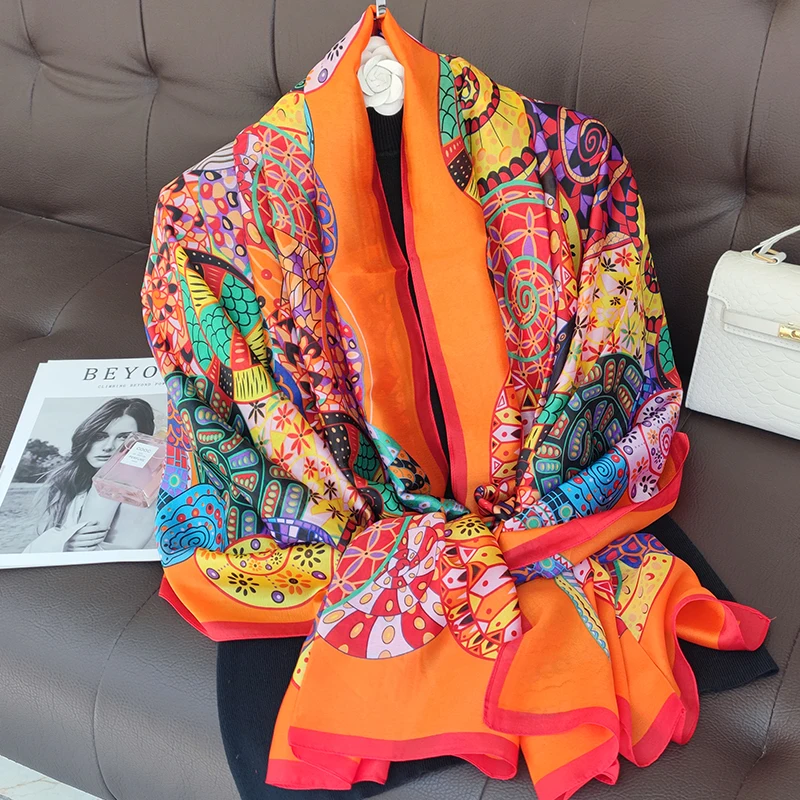 180*90cm Luxury Brand Women Summer Silk sciarpe scialli Lady Wraps Soft ...