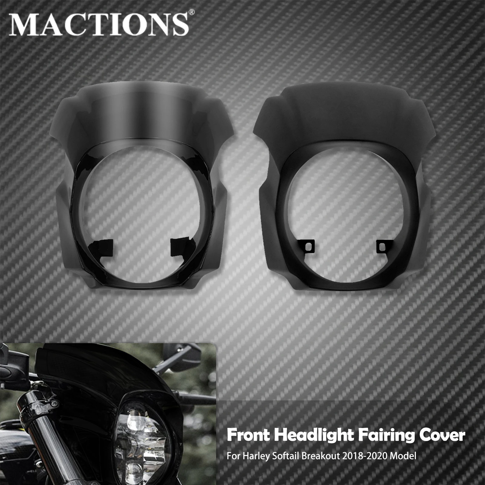Motorcycle-Gloss-Black-Matte-Black-Front-Headlight-Faring-Cover-For ...